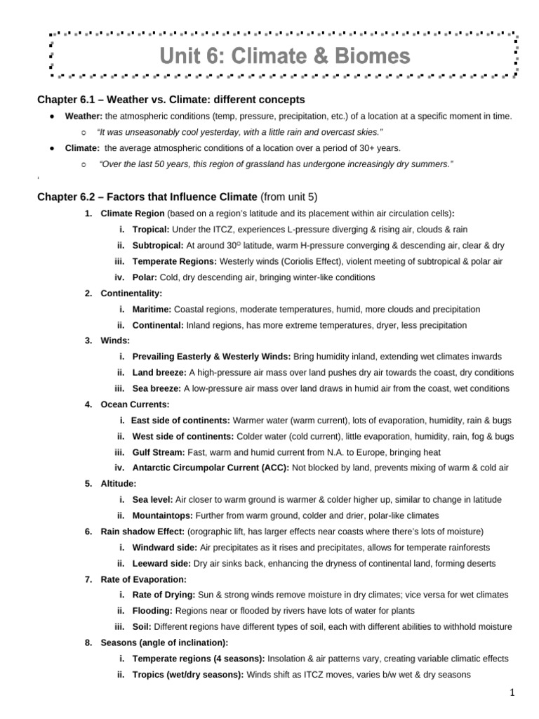 Geo notes, S1 '24 - pg 2 | PDF | Rain | Temperate Climate