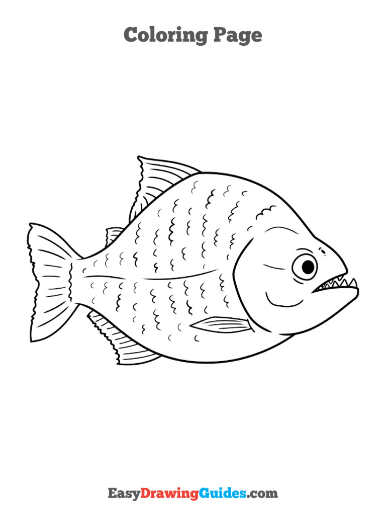 2078 Easy Piranha Coloring Page | PDF