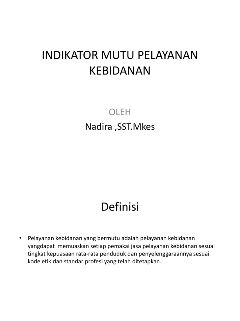 Indikator Mutu Pelayanan Kebidanan | PDF