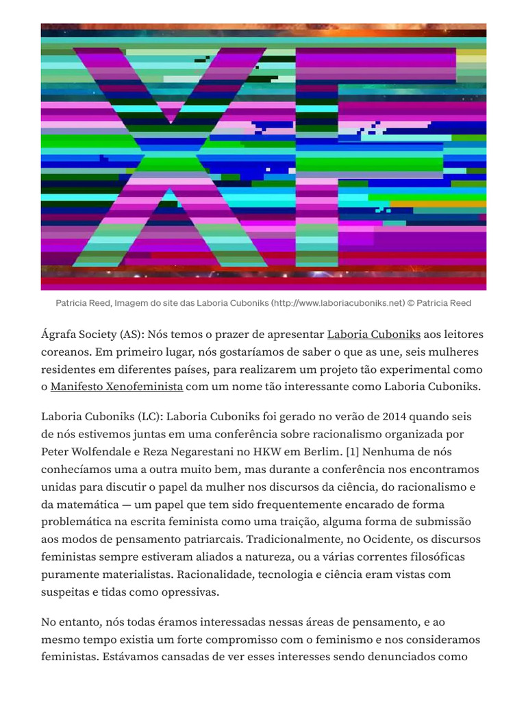 Laboria Cuboniks: O Manifesto Xenofeminista | PDF | Estudos de Gênero ...