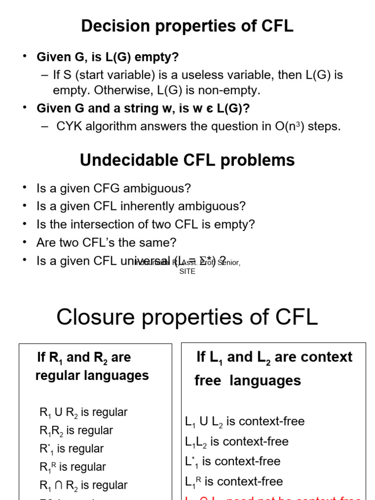 13-Closure Properties of CFL-21!10!2024 | PDF | Grammar | Language ...