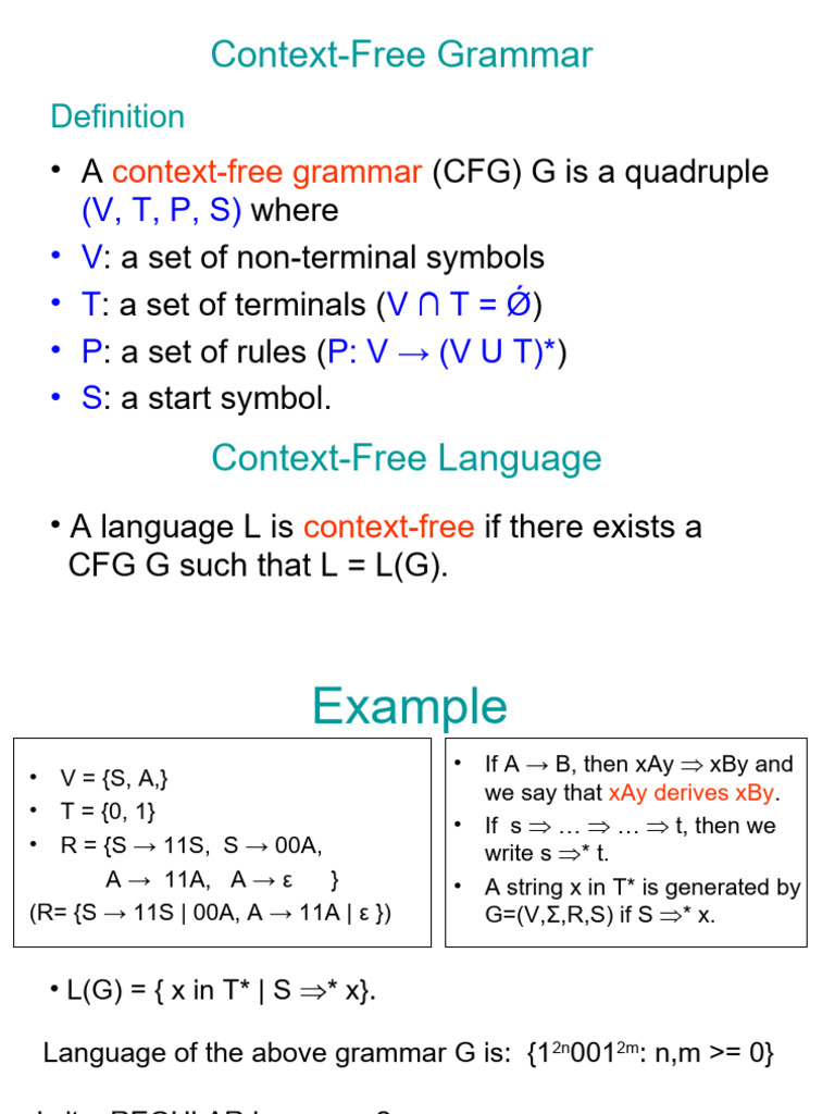 6-Context-Free Grammars, Languages and Sample Derivations-13-09-2024 | PDF | Theoretical ...