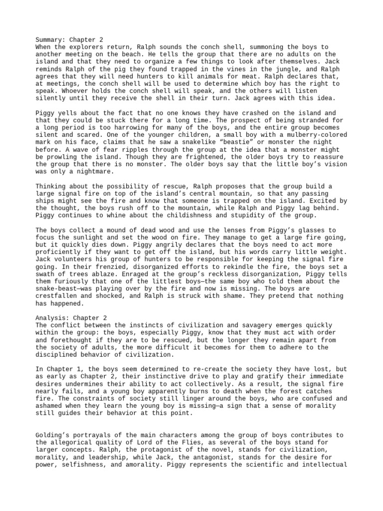Chapter 2 Summary and Analysis | PDF