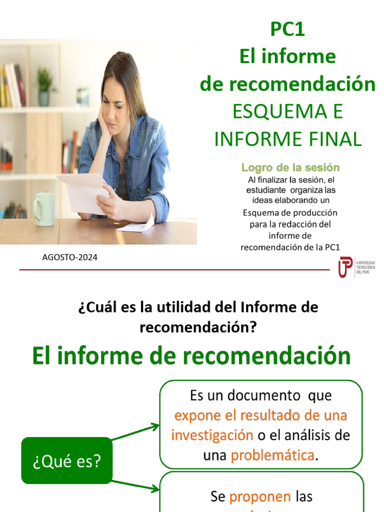 PC1 - Informe de Recomendación - Modelo de Esquema e Informe - Ioawqp | PDF | Almuerzo | Alimentos