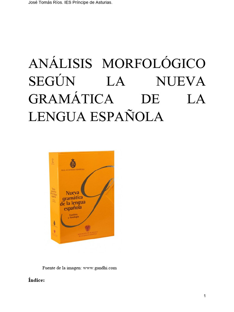 Análisis Morfológico de la Lengua Española | PDF | Adjetivo | Sustantivo