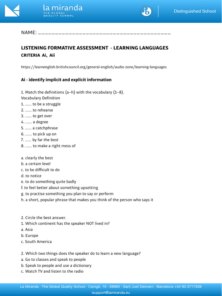 Formative Task 3 Learning Languages | PDF | Cognitive Science | Applied Linguistics