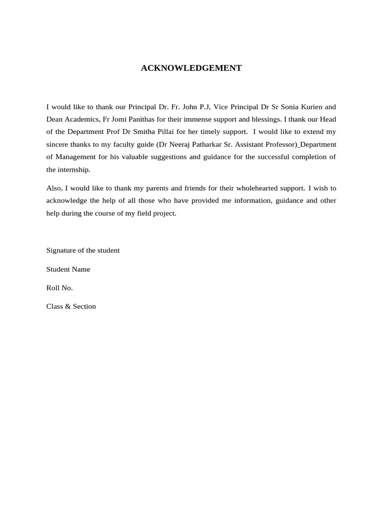 Acknowledgement Format | PDF | Wellness