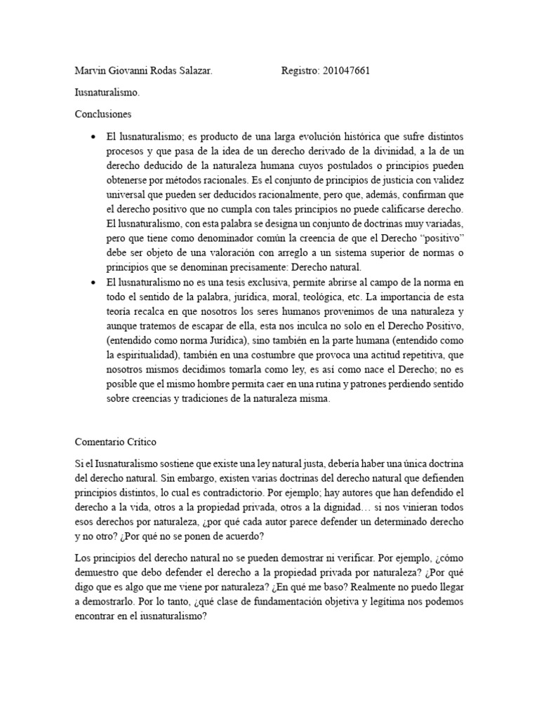 Tarea Iusnaturalismo Marvin Giovanni Rodas Salazar | PDF | La Ley ...