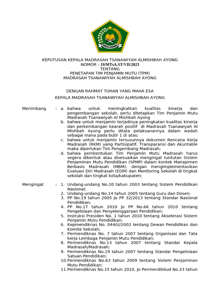 SK TPM MTS Ayong | PDF