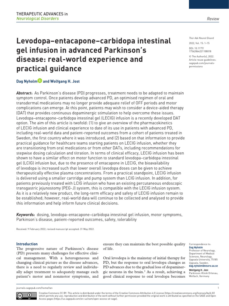 Levodopa-Entacapone-Carbidopa Intestinal Gel Infus | PDF | Deep Brain ...