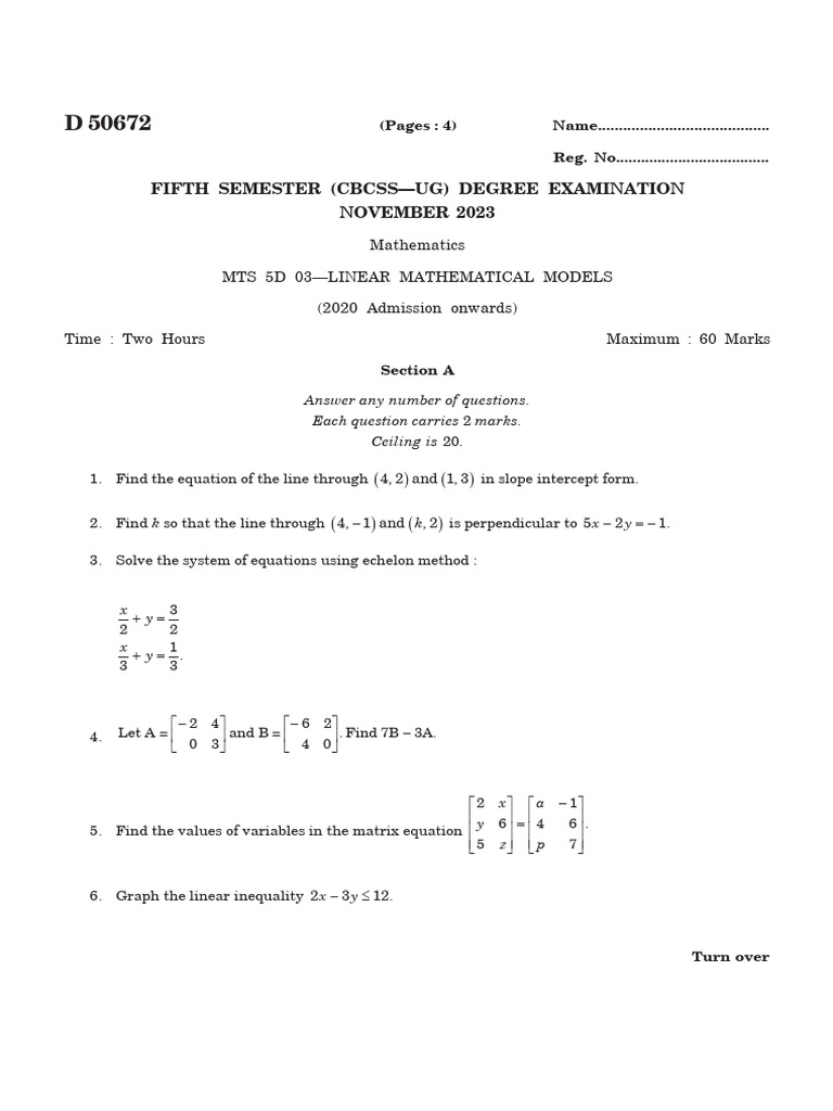 Linear Mathematical Models Q P | PDF | Linear Programming | Algorithms