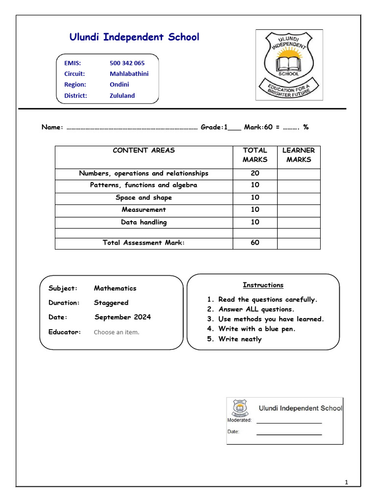 Mathematics Grade 1 Term 3 | PDF | Teaching Methods & Materials