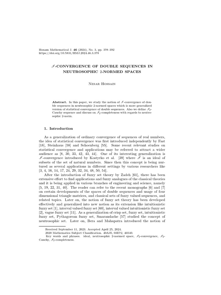 Neutrosophic Sequence Convergence | PDF | Limit (Mathematics) | Mathematics