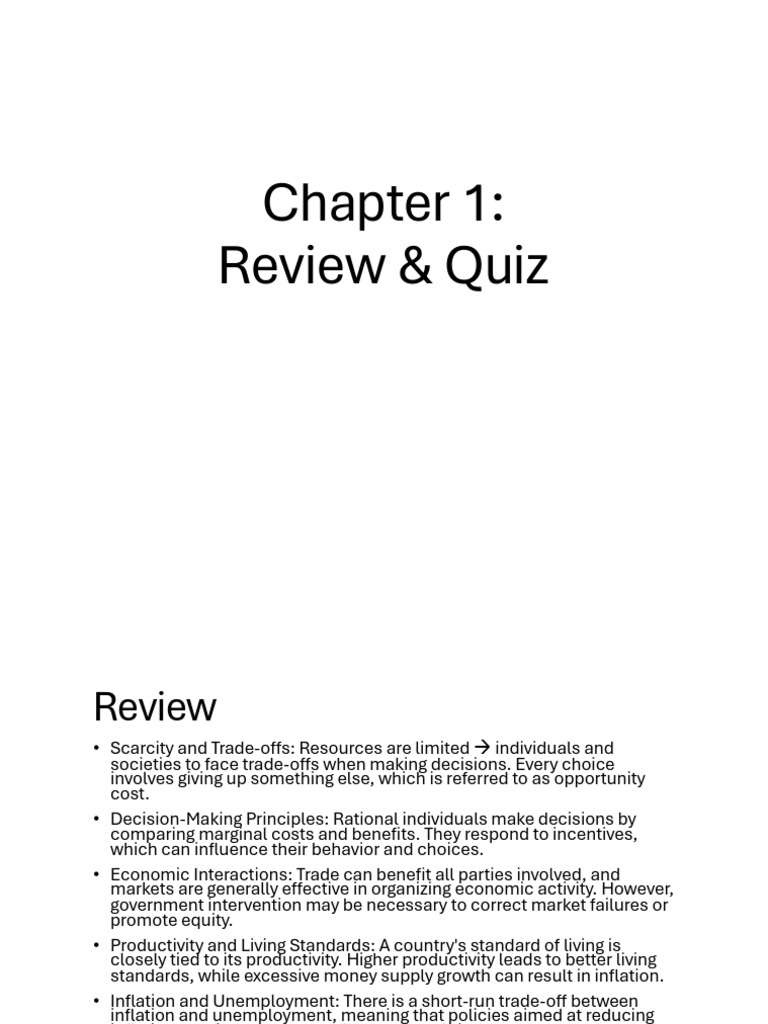 HUB-UoB - Chapter 1 - Review Quiz - SV | PDF | Economics | Inflation