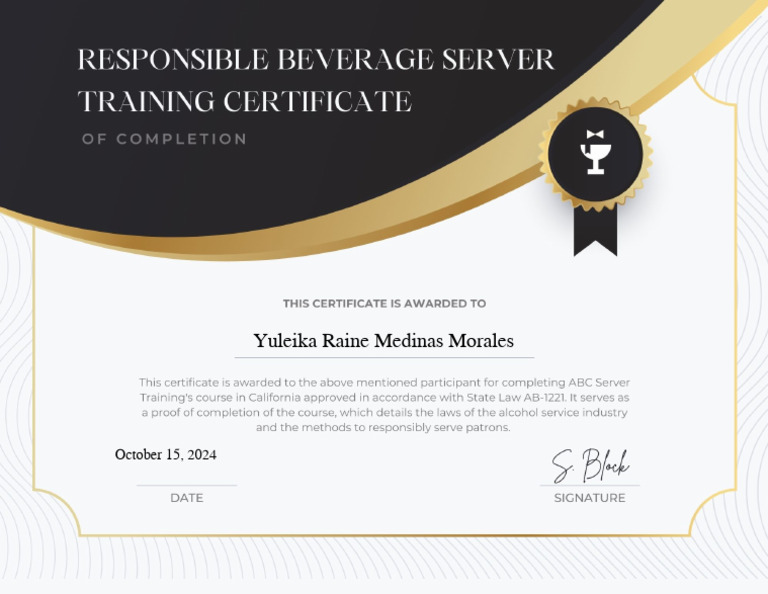 Caracas California Responsible Beverage Server Training Course ...