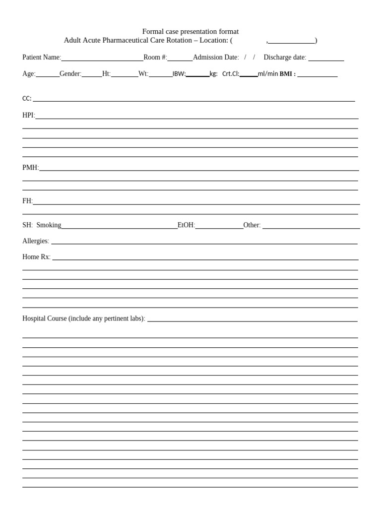 Formal Case Presentation Format | PDF