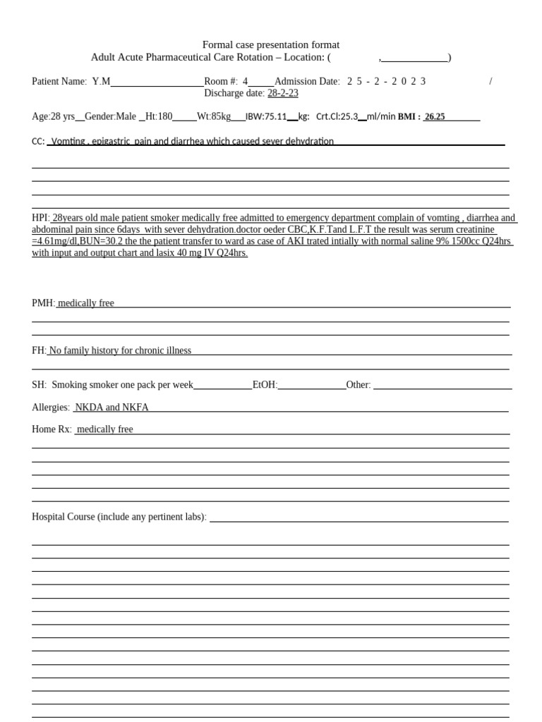 Formal Case Presentation Format 2 | PDF | Clinical Medicine | Medicine