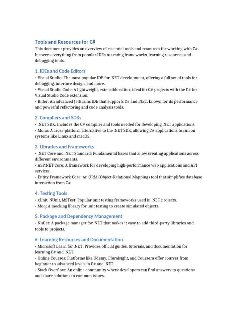 Essential C# Tools and Resources Guide | PDF | C Sharp (Programming ...
