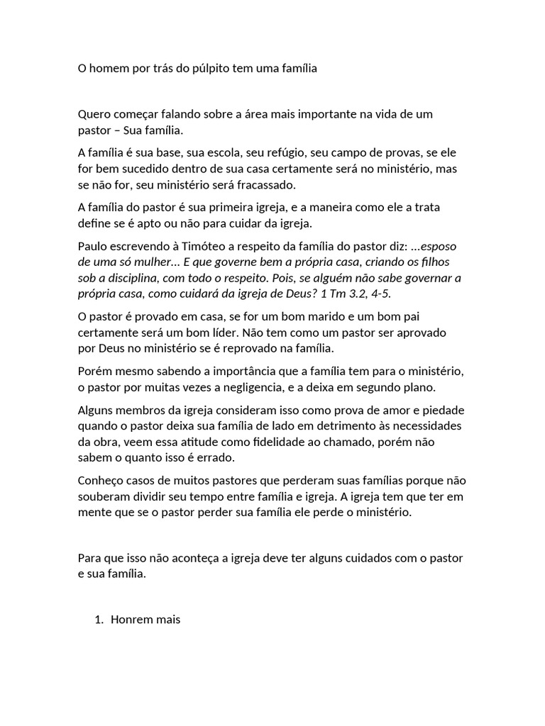 O Homem Por Trás Do Púlpito | PDF | Família | Igreja cristã