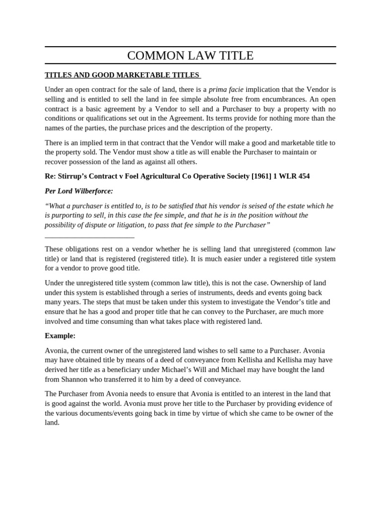 Common Law Title | PDF | Mortgage Law | Conveyancing