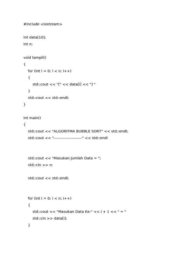 Contoh Buble Sort | PDF