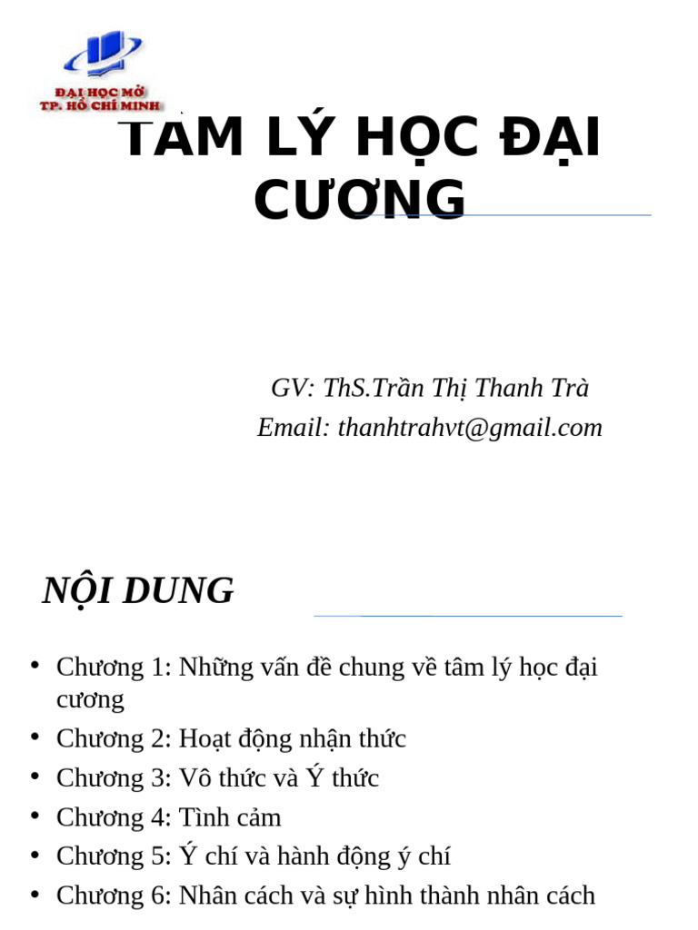 HP7 Tam Ly Hoc Dai Cuong Tran Thi Thanh Tra Vieclamvui | PDF