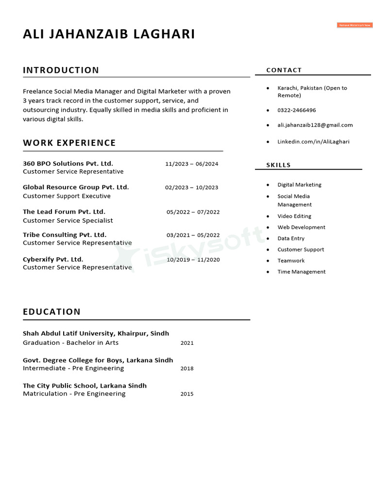 Ali Jahanzaib Laghari: Con Tact | PDF