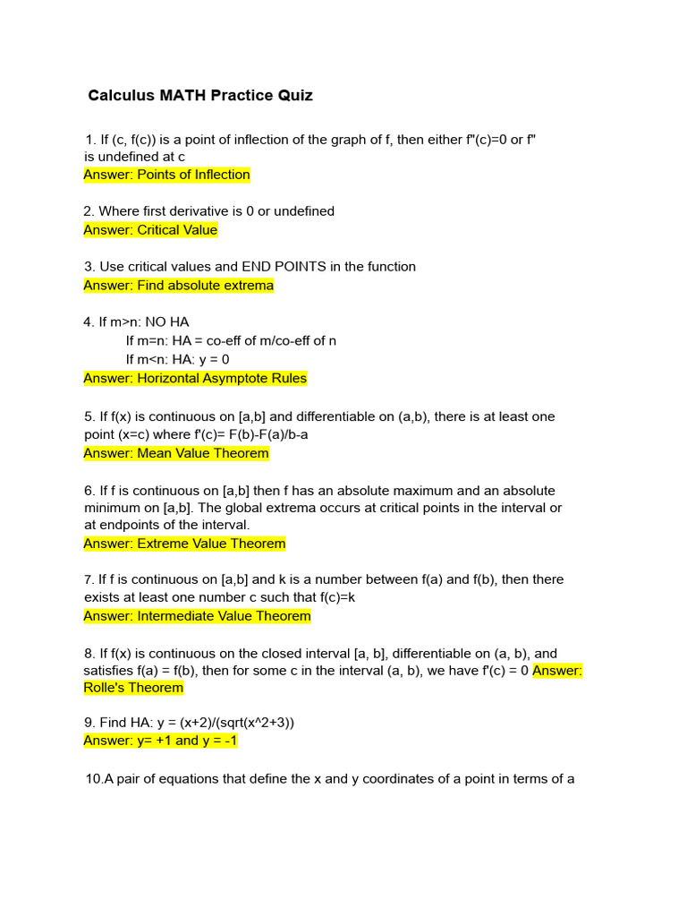 Calculus Concepts and Theorems Explained | PDF | Teaching Methods ...