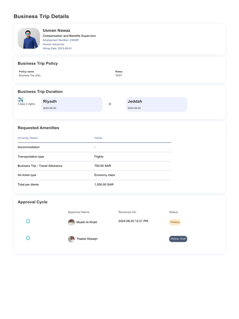Business Trip - Sample | PDF