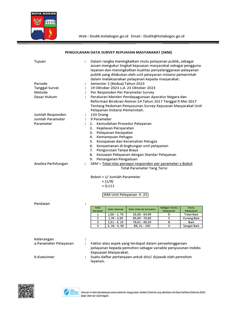 Hasil SKM Disdik Tahun 2023 | PDF
