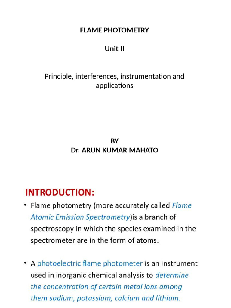 Flame Photometry Unit II: Principle, Interferences, Instrumentation and ...