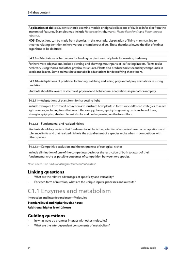 IB Bio Theme C Detailed LOs | PDF | Cellular Respiration | Cell Signaling