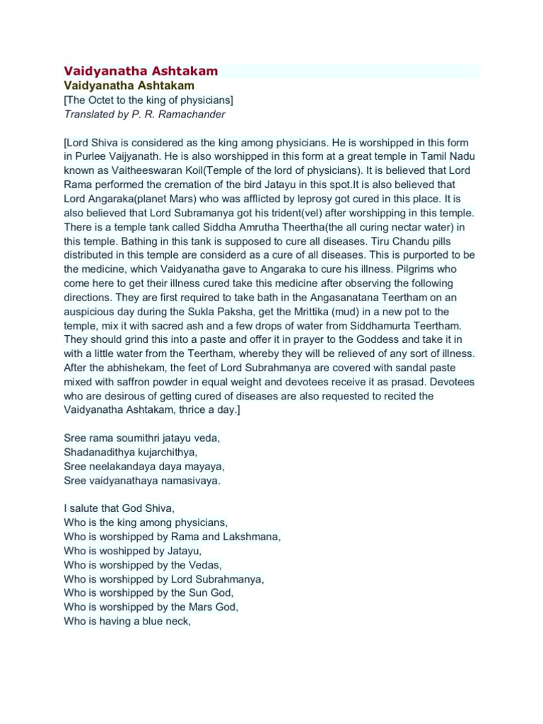 Vaidyanatha Ashtakam | PDF