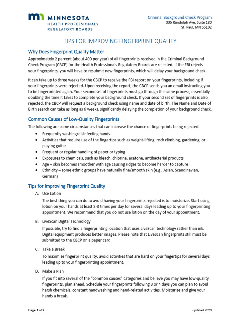 Tips for Improving Fingerprint Quality v2_tcm21-397431 | PDF | Fingerprint