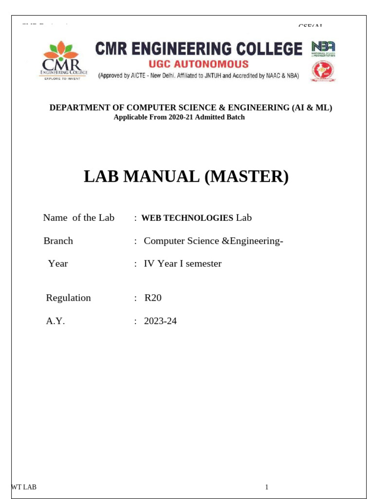 WT-lab-Manual MASTER MANUAL | PDF | World Wide Web | Internet & Web