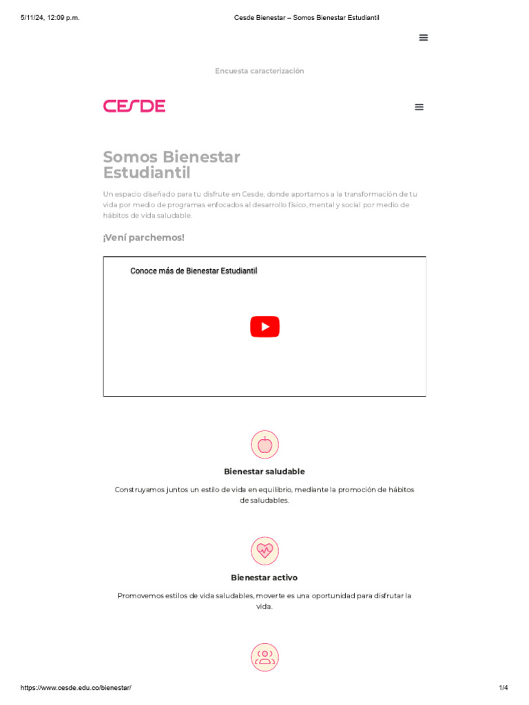 Cesde Bienestar - Somos Bienestar Estudiantil | PDF