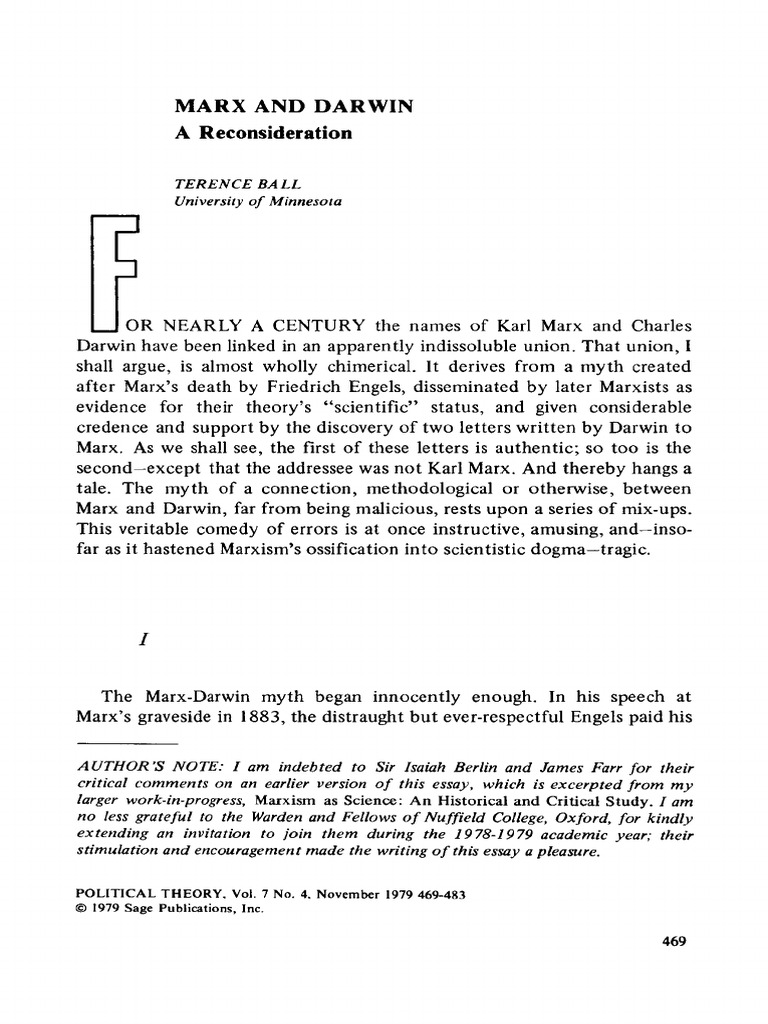 Ball, T. (1979) - Marx and Darwin. A Reconsideration | PDF | Karl Marx ...