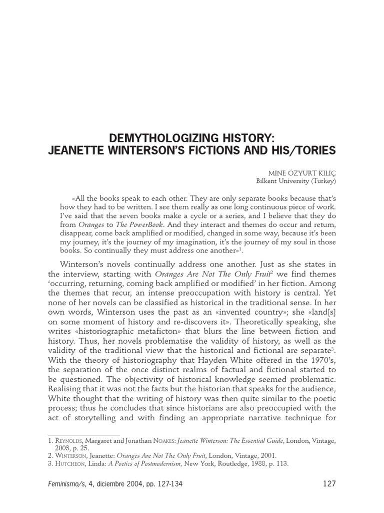 Demythologizing History: Jeanette Winterson'S Fictions and His/Tories | PDF | Hero | Novels