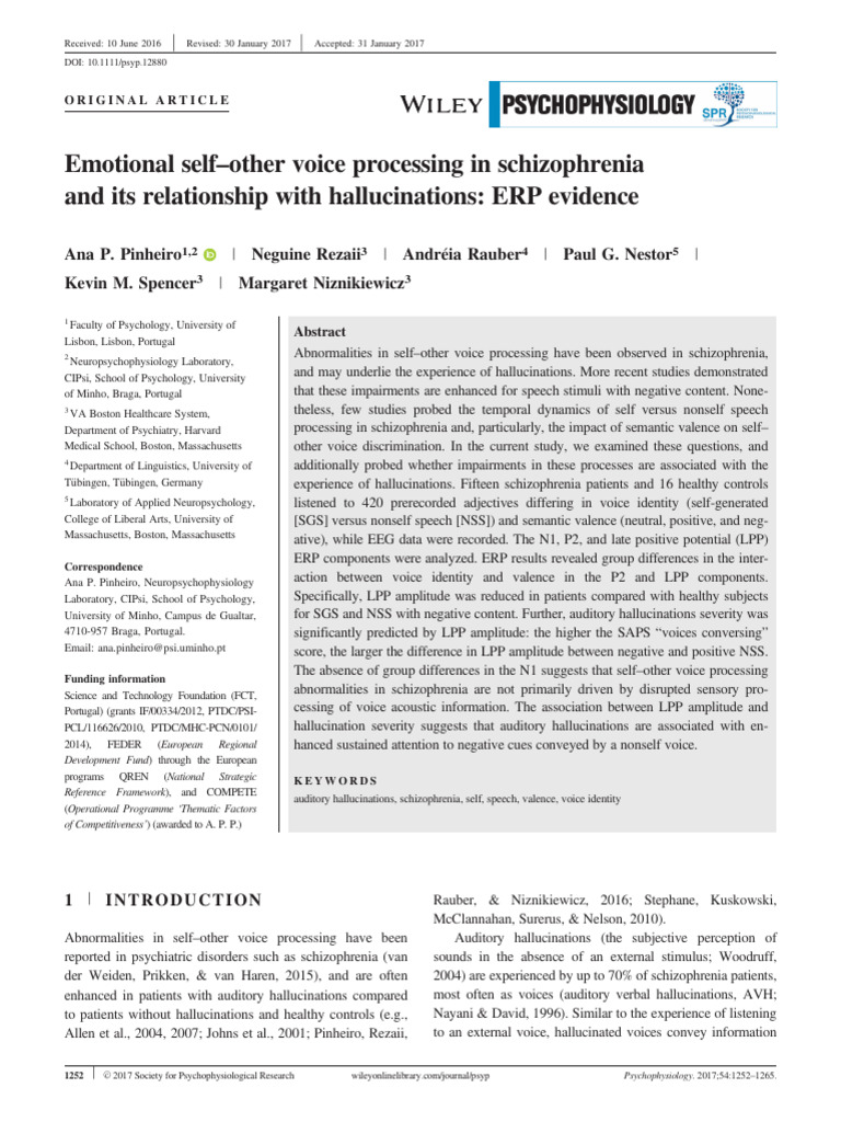 Psychophysiology - 2017 - Pinheiro - Emotional Self Other Voice Processing in Schizophrenia and ...