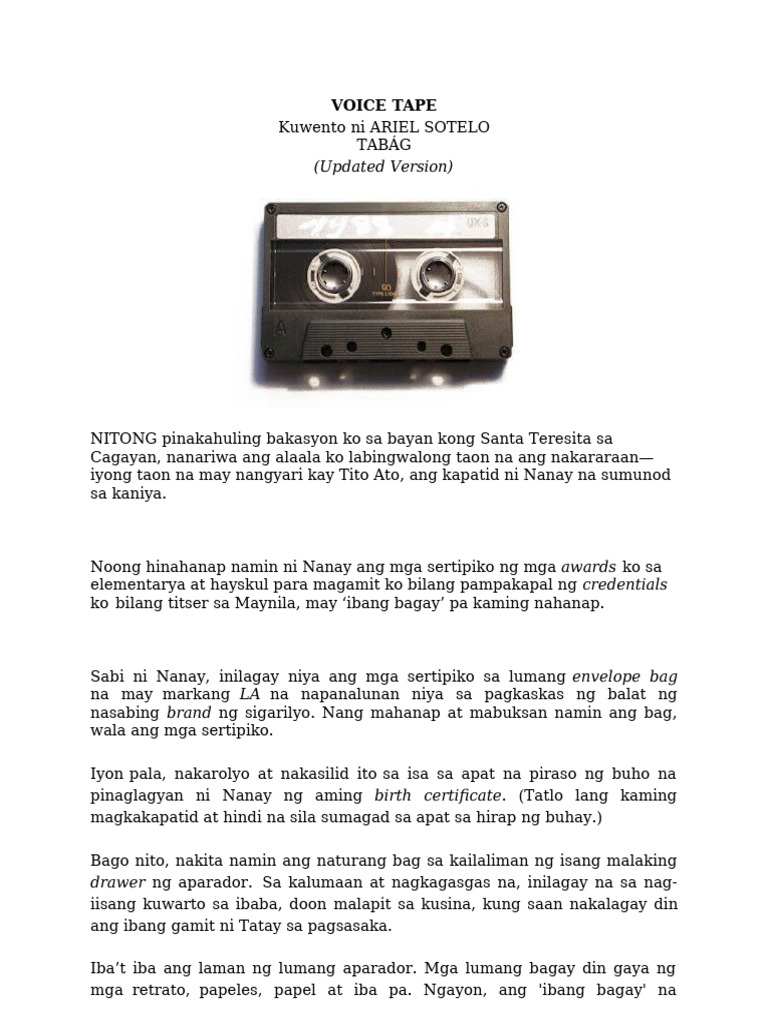 Voice Tape by Ariel S. Tabag | PDF