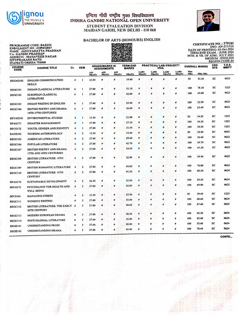 Graduation Marksheet | PDF