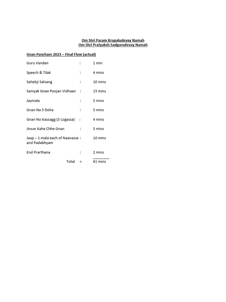 Jnan Pancham 2023 Flow | PDF