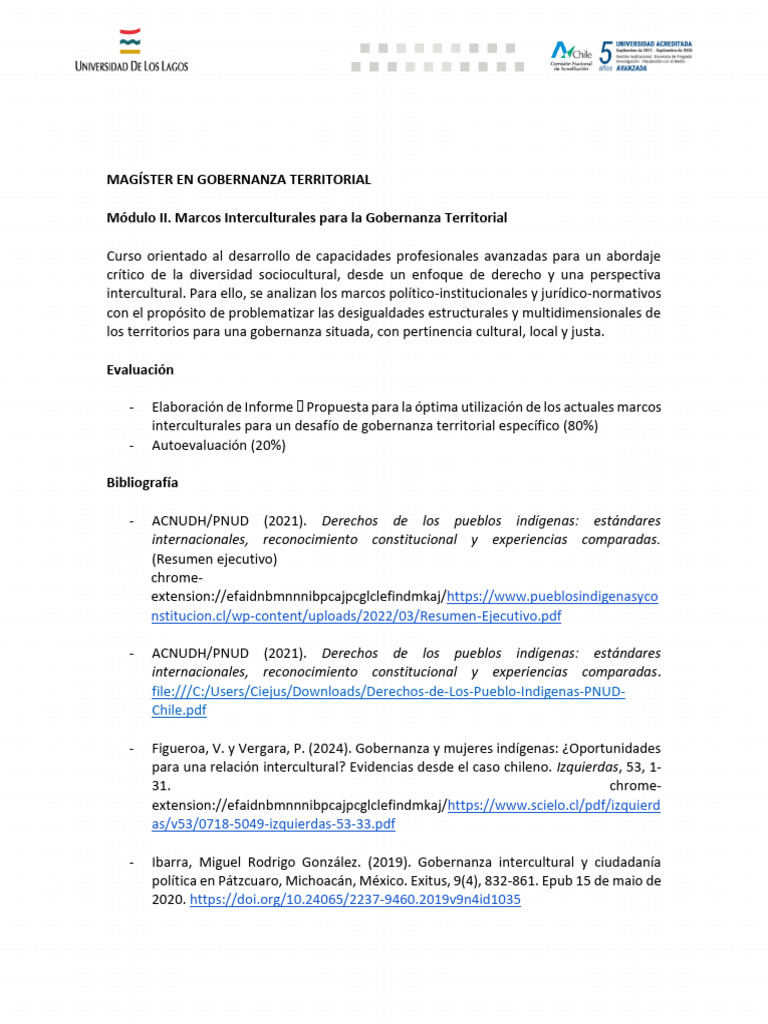 Marcos Interculturales para La Gobernanza Territorial. Bibliografía | PDF