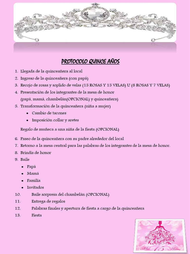 Protocolo para Fiesta de Quince Años | PDF