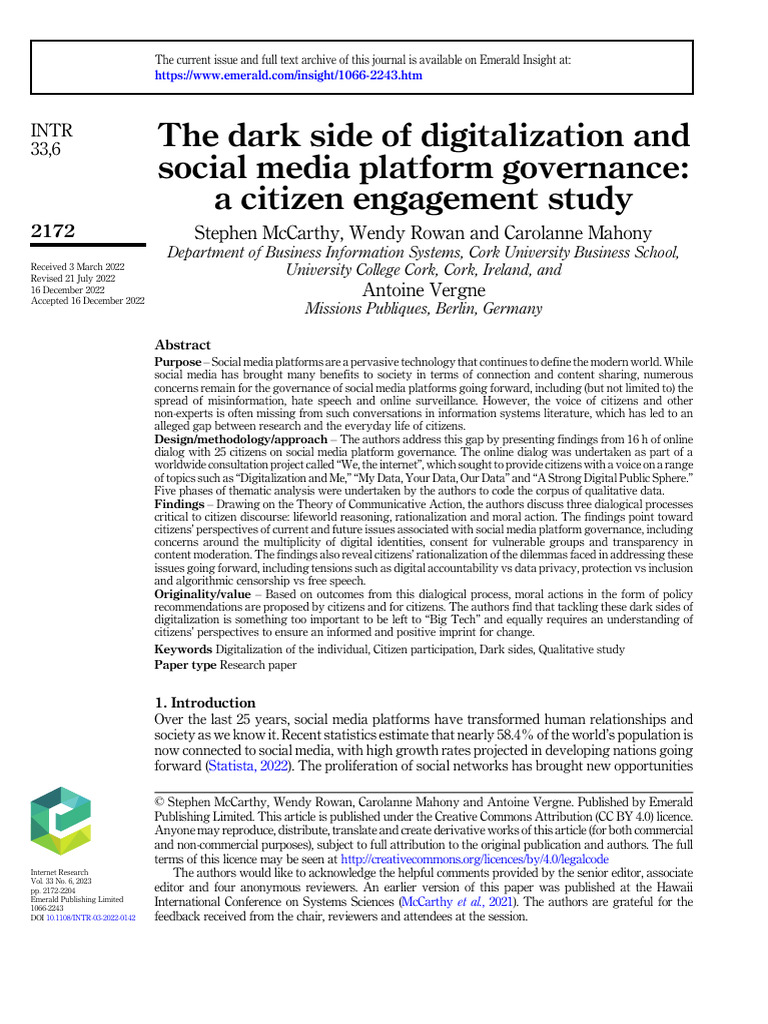 The Dark Side of Digitalization and Social Media Platform Governance ...