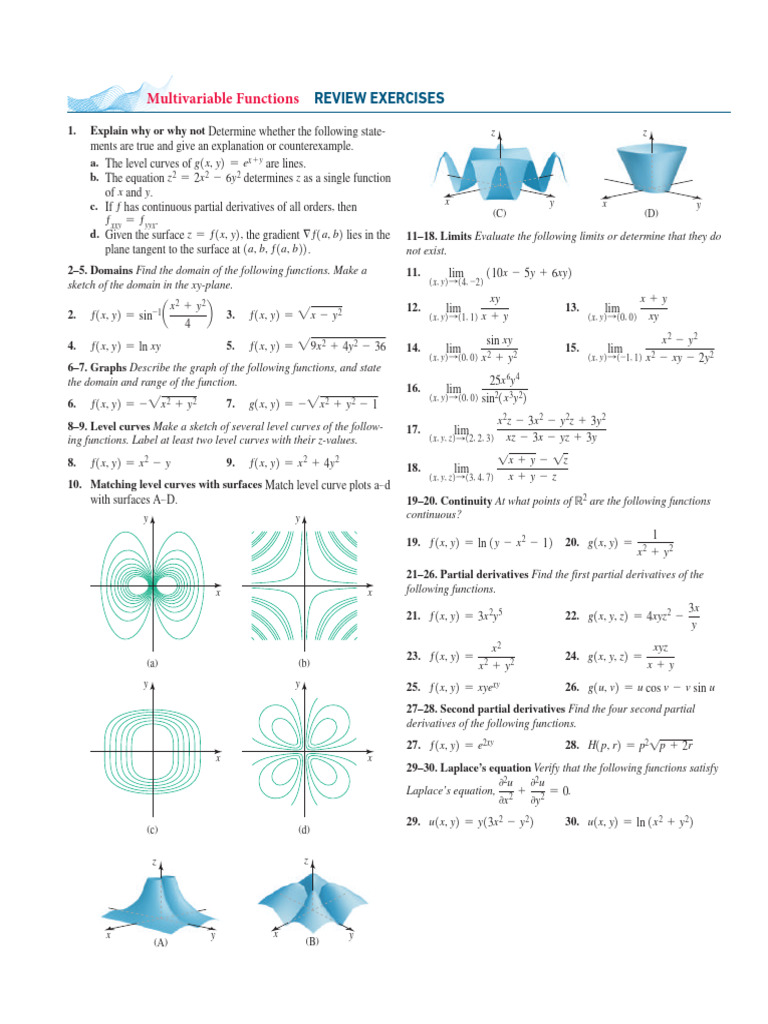 Multivariable Functions Review-1 | PDF | Function (Mathematics) | Tangent