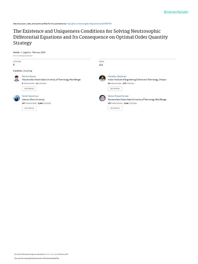 The Existence and Uniqueness Conditions For Solving Neutrosophic Differential Equations and Its ...