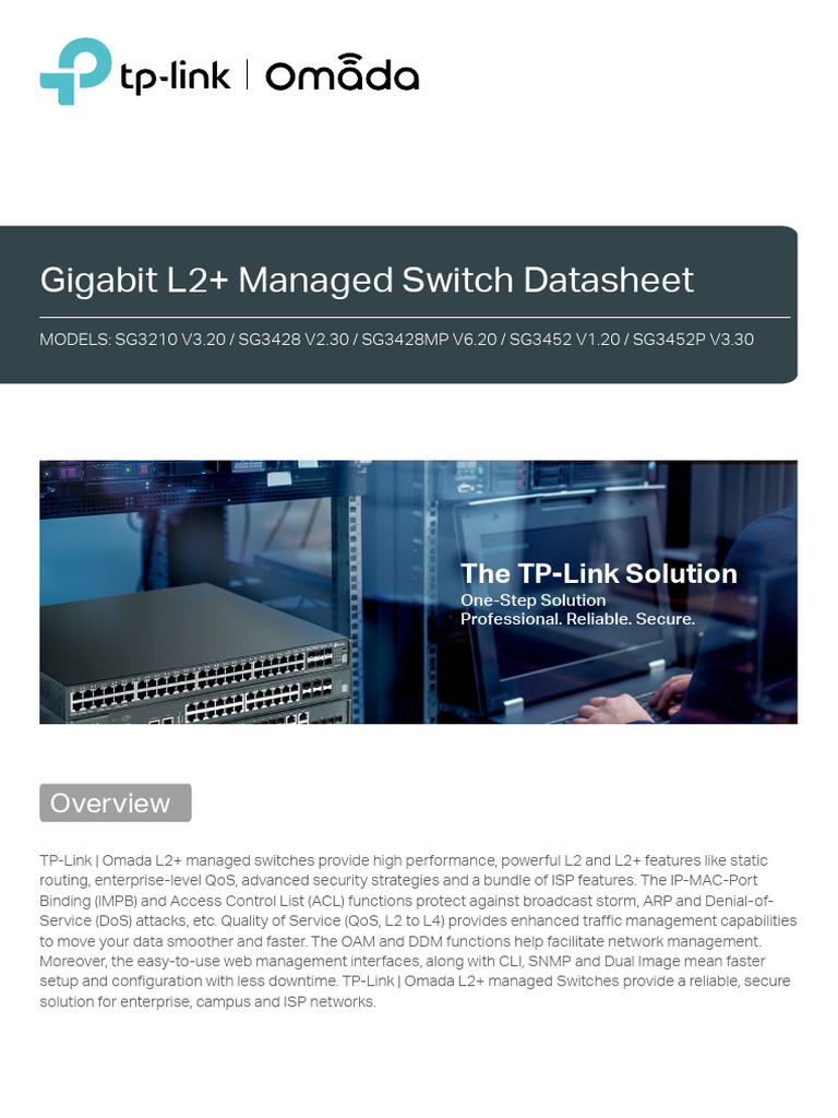 TP-Link Omada L2+ Managed Switches | PDF | Computer Network | I Pv6