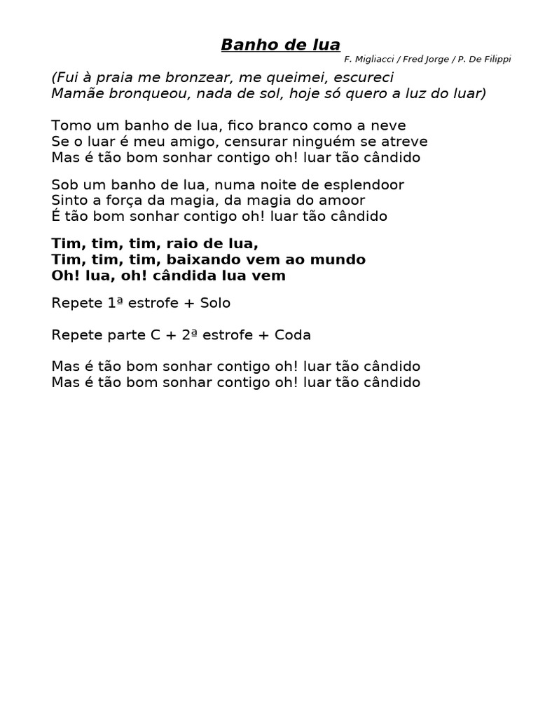 Banho de Lua - Letra (2) | PDF