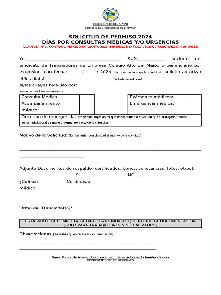 Formato Solicitud Dia Por Consultas Médicas y Urgencias 2024 | PDF